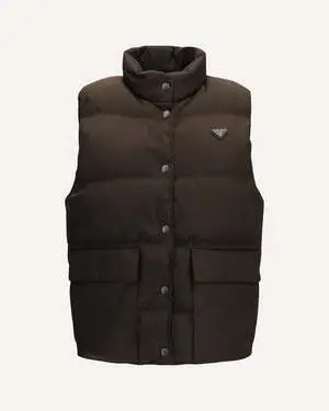 Prada Re-nylon Down Gilet - Brown