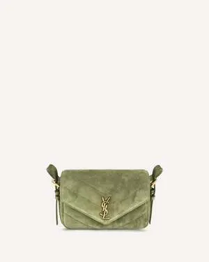 Saint Laurent Small Loulou Matelassé Suede Shoulder Bag - Green
