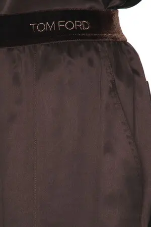 TOM FORD Silk Satin Straight Leg Pant - Espresso