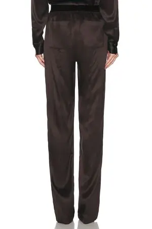 TOM FORD Silk Satin Straight Leg Pant In Brown