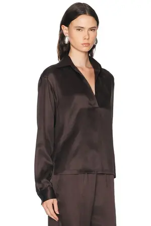 TOM FORD Silk Satin Polo Top