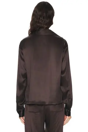 TOM FORD Silk Satin Polo Top - Espresso