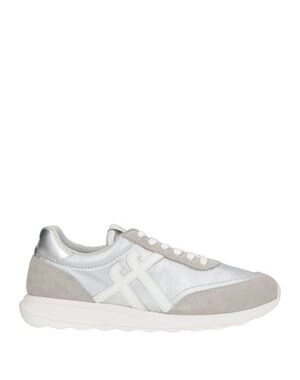 Fitflop Leather Low-top Sneakers With Suede And Lamé Accents - Silver