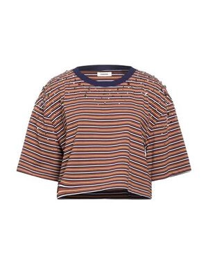 SANDRO Woman T-shirt Brown Size 1 Cotton