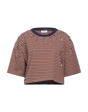 Sandro Striped Cotton T-shirt With Embellishments