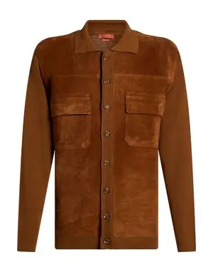 DANIELE FIESOLI Jacket Tan Size Virgin Wool, Leather