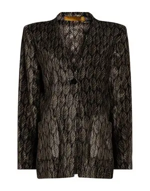 SIYU Single-breasted Floral Print Velvet Blazer