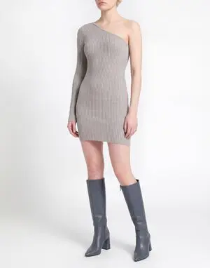 VICOLO One-shoulder Ribbed Knit Mini Dress
