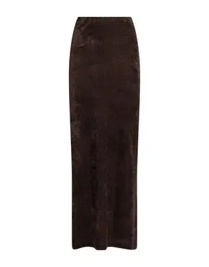 ALYSI Chocolate Maxi Skirt In Viscose And Polyamide