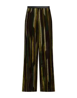 SIYU Dark Viscose And Silk Striped Pants - Brown