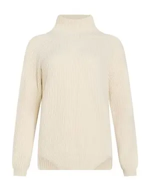 ARAGONA Cashmere Turtleneck Sweater - White