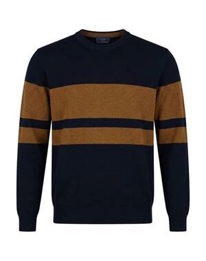 Paul & Shark Taupe Virgin Wool Crewneck Sweater - Midnight Blue