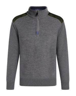 Paul & Shark Virgin Wool Half-zip Sweater With Velvet Trims - Grey