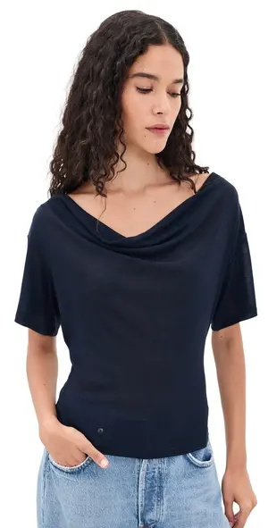 EB DENIM Madeo Cowl Neck Tee - Navy