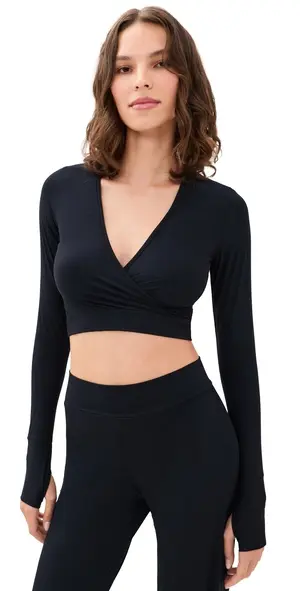 Commando Butter Wrap Top With Thumbholes - Black