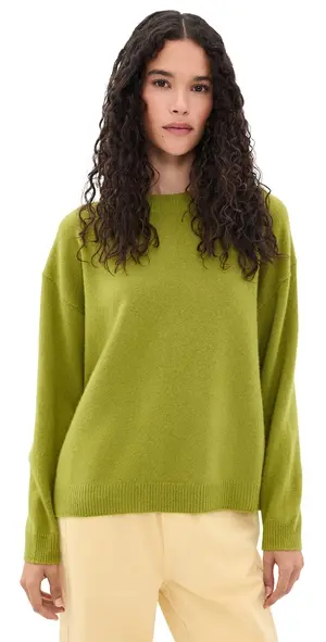 Staud Serrano Cashmere Relaxed Crew Pullover - Pear