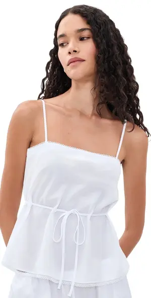 LESET Yoko Lace Tank Top - White