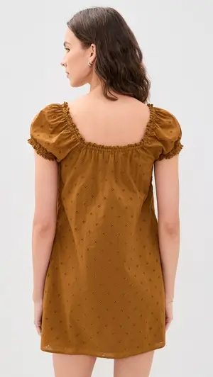 Madewell Chateau Dress Allover Eyelet Puff Sleeve Mini Dress