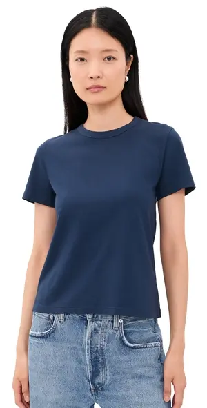 Madewell The Perfect Crewneck Tee In Allday Jersey - Deep Indigo