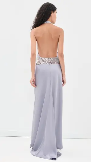 RUNAWAY THE LABEL Marcella Deep Plunge Maxi Dress