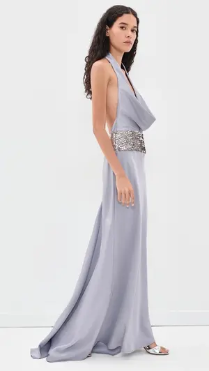 RUNAWAY THE LABEL Marcella Deep Plunge Maxi Dress