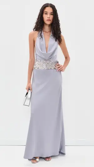 RUNAWAY THE LABEL Marcella Deep Plunge Maxi Dress