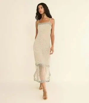 DÔEN Elida Hand-embroidered Tulle Maxi Dress