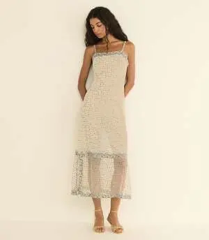 DÔEN Elida Hand-embroidered Tulle Maxi Dress