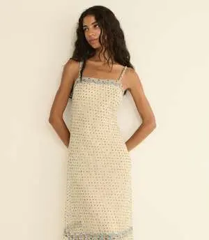 DÔEN Elida Hand-embroidered Tulle Maxi Dress