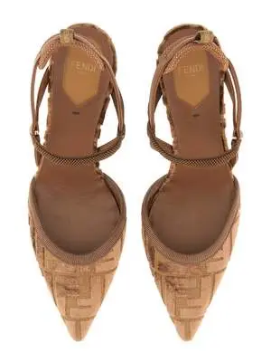 Fendi Slingback Shoes With Hummingbird Lite Detail - Brown