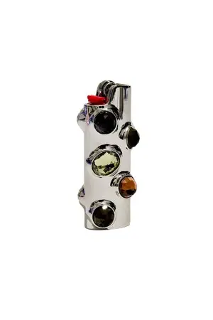 Edie Parker Gemstoned Lighter Case In Green - Moss