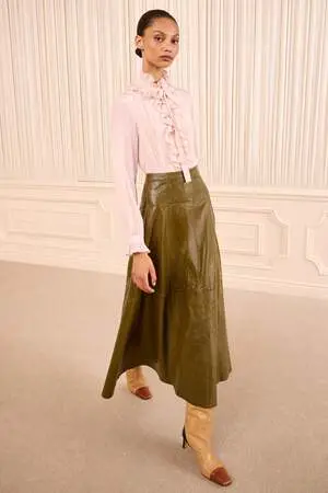 Ulla Johnson Catroux Long Sleeve Silk Blouse - Powder