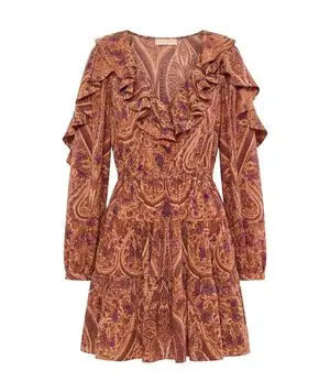 Ulla Johnson Vivi Long Sleeve Silk Mini Dress - Rosette