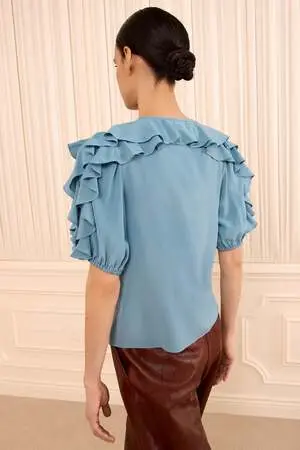 Ulla Johnson Josephine Short Sleeve Silk Top