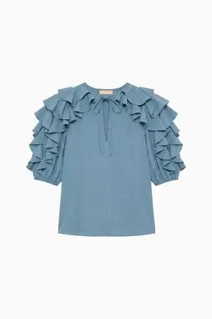 Ulla Johnson Josephine Short Sleeve Silk Top