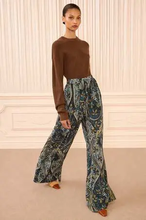 Ulla Johnson Sawyer Wide-leg Silk Printed Trousers - Prussian