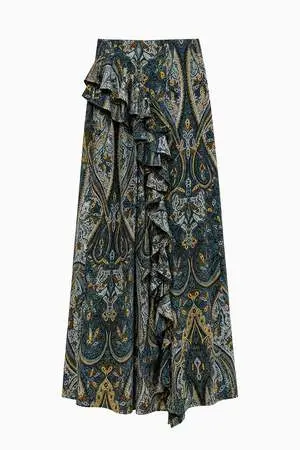 Ulla Johnson Riele Cascading Ruffle Silk Midi Skirt