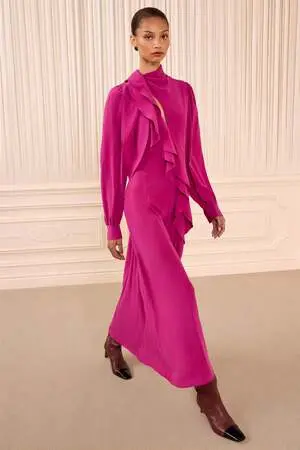 Ulla Johnson Sabrina Long Sleeve Silk Dress - Orchid