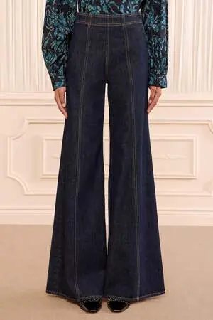 Ulla Johnson Bianca Wide Leg Seamed Jeans