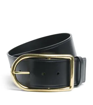 Polo Ralph Lauren Leather Belt With Gold-tone Buckle - Black