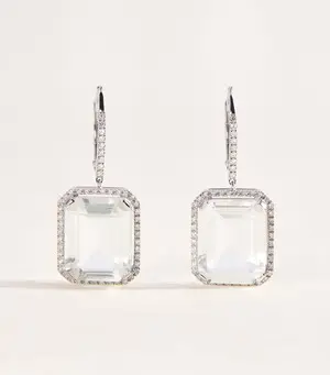 Shay White Diamond And Topaz Portrait Earrings - Gold