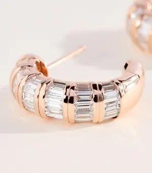 Shay Rose Diamond Baguette Hoop Earrings
