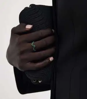 Shay White And Emerald Wave Ring