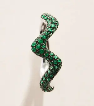Shay White And Emerald Wave Ring