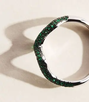 Shay White And Emerald Wave Ring