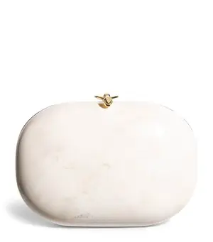 Jeffrey Levinson Oval Elina Clutch Bag - Ivory