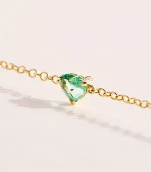 Shay Gold And Emerald Baby Heart Chain Bracelet