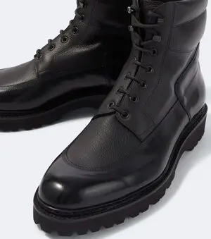 John Lobb Peak Leather Lace-up Boots - Black