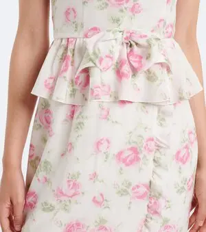Alessandra Rich Floral Ruffled Silk Midi Dress - Pink