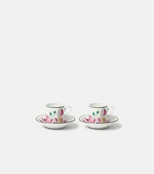 GINORI 1735 Impero Set Of 2 Coffee Cups And Saucers By - White